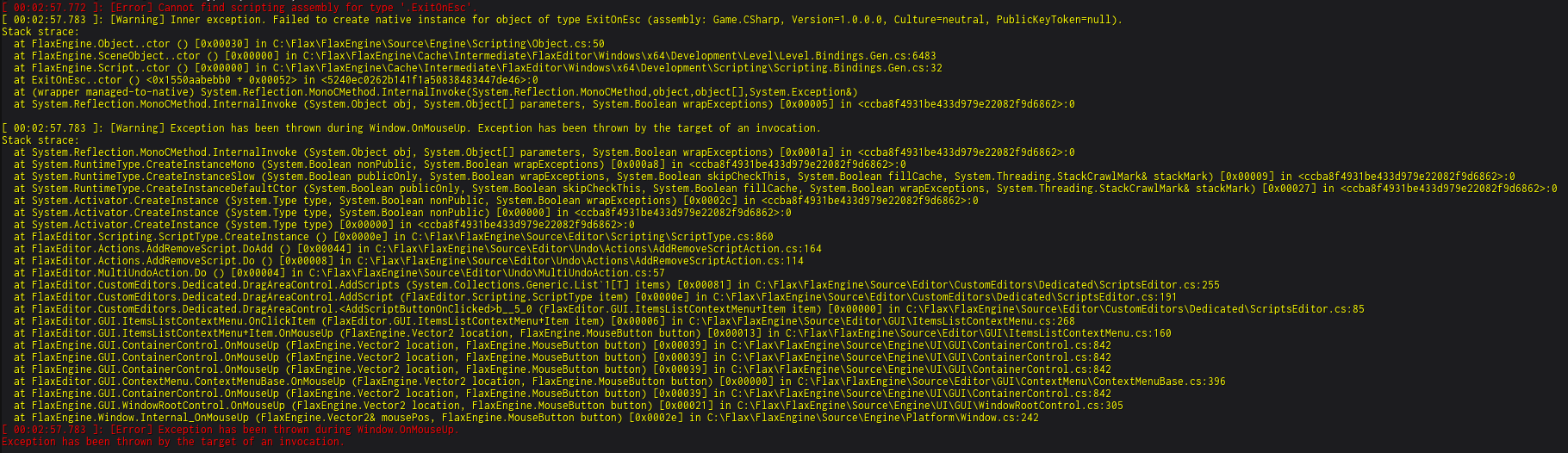 C++ Scripting causes exceptions and crashes · Issue #447 · FlaxEngine/FlaxEngine · GitHub