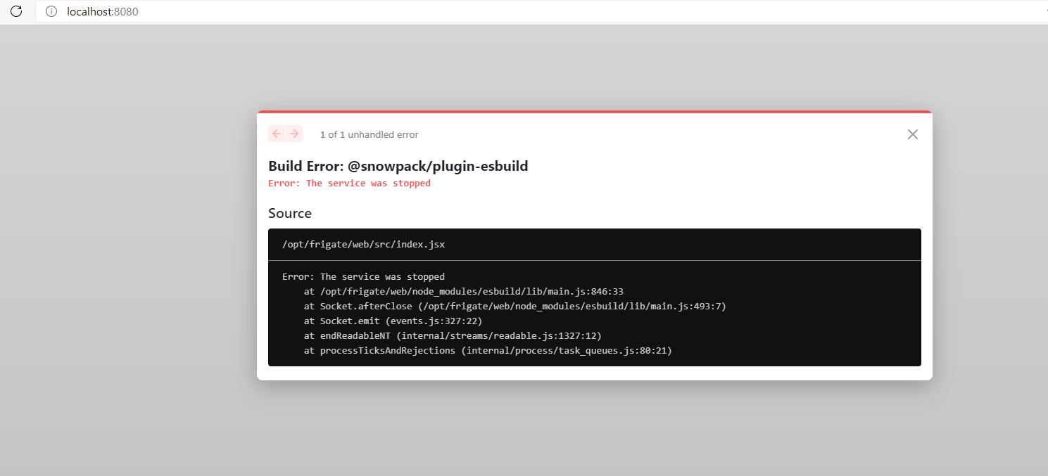 Frigate Web UI Fails To Start on Dev Container · Issue #1076 · blakeblackshear/frigate · GitHub
