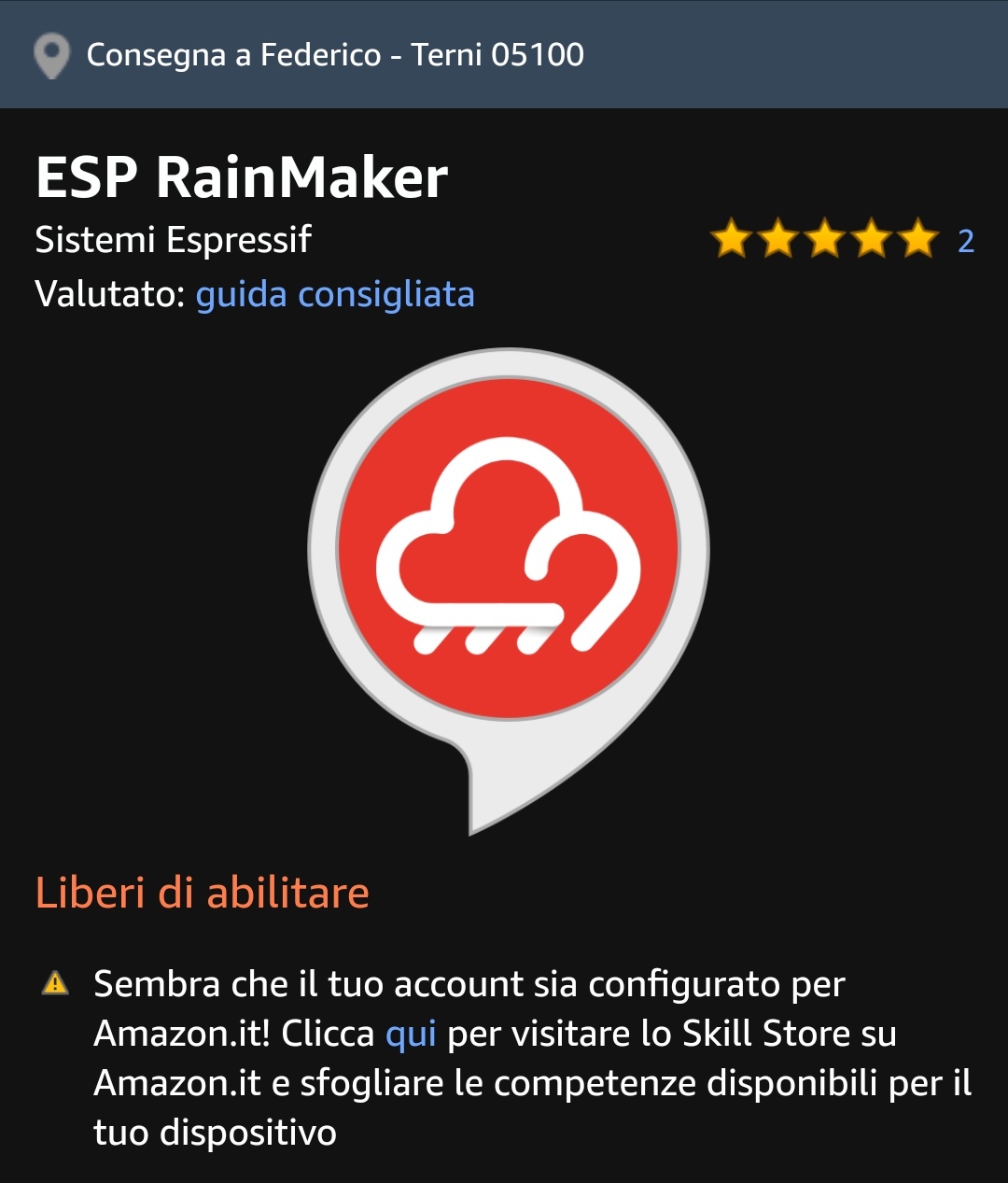 Alexa skill in Italy (MEGH-1585) · Issue #37 · espressif/esp-rainmaker · GitHub