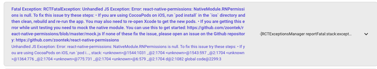 react-native-permissions: NativeModule.RNPermissions is null. To fix this issue try these steps ...