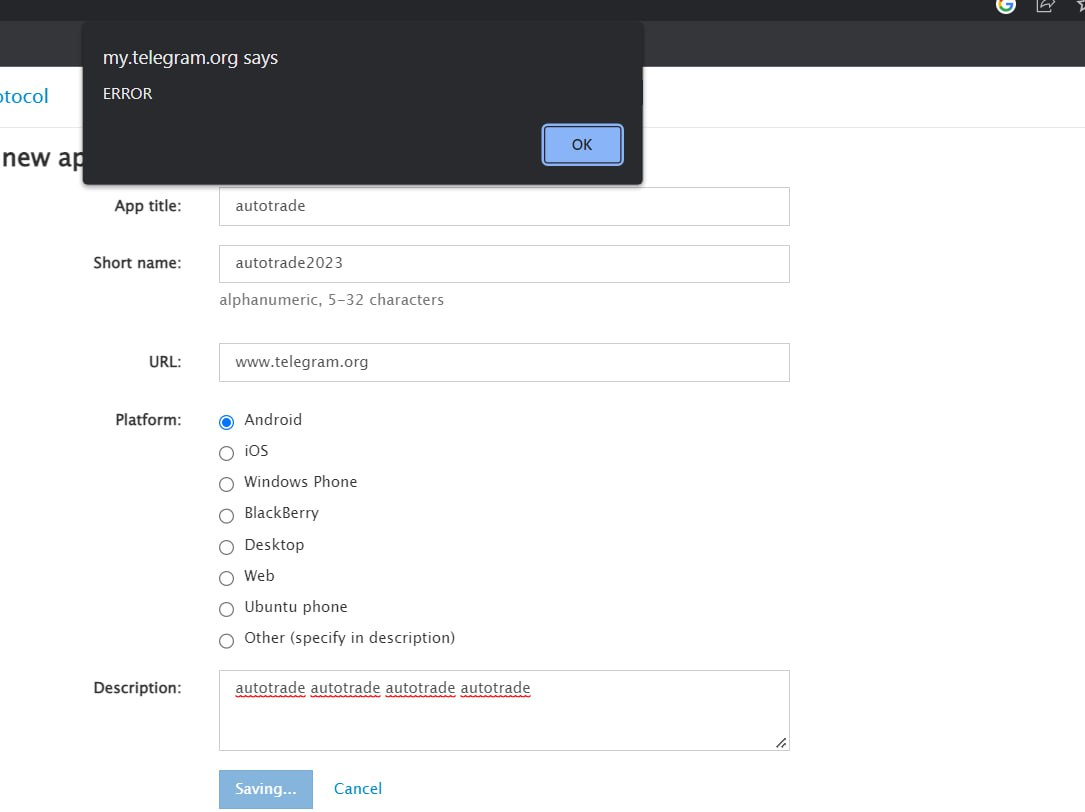 I got an error (without any description) when create telegram application · Issue #350 · tdlib ...