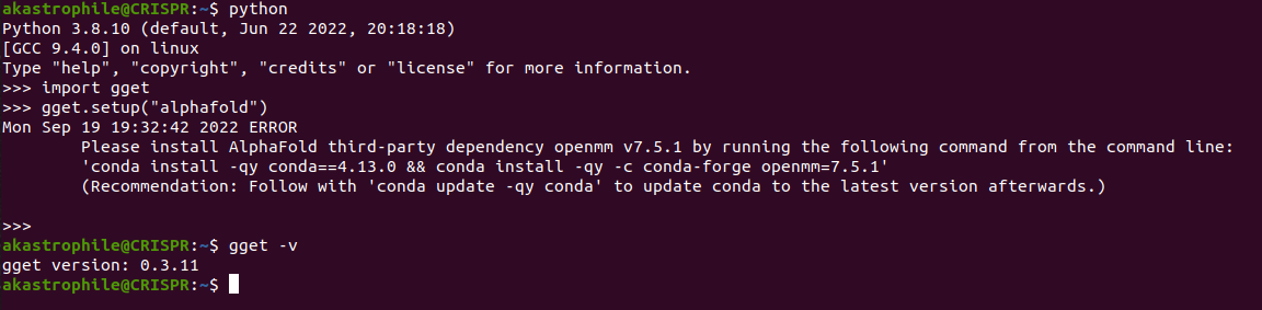 Error detecting openmm · Issue #44 · pachterlab/gget · GitHub