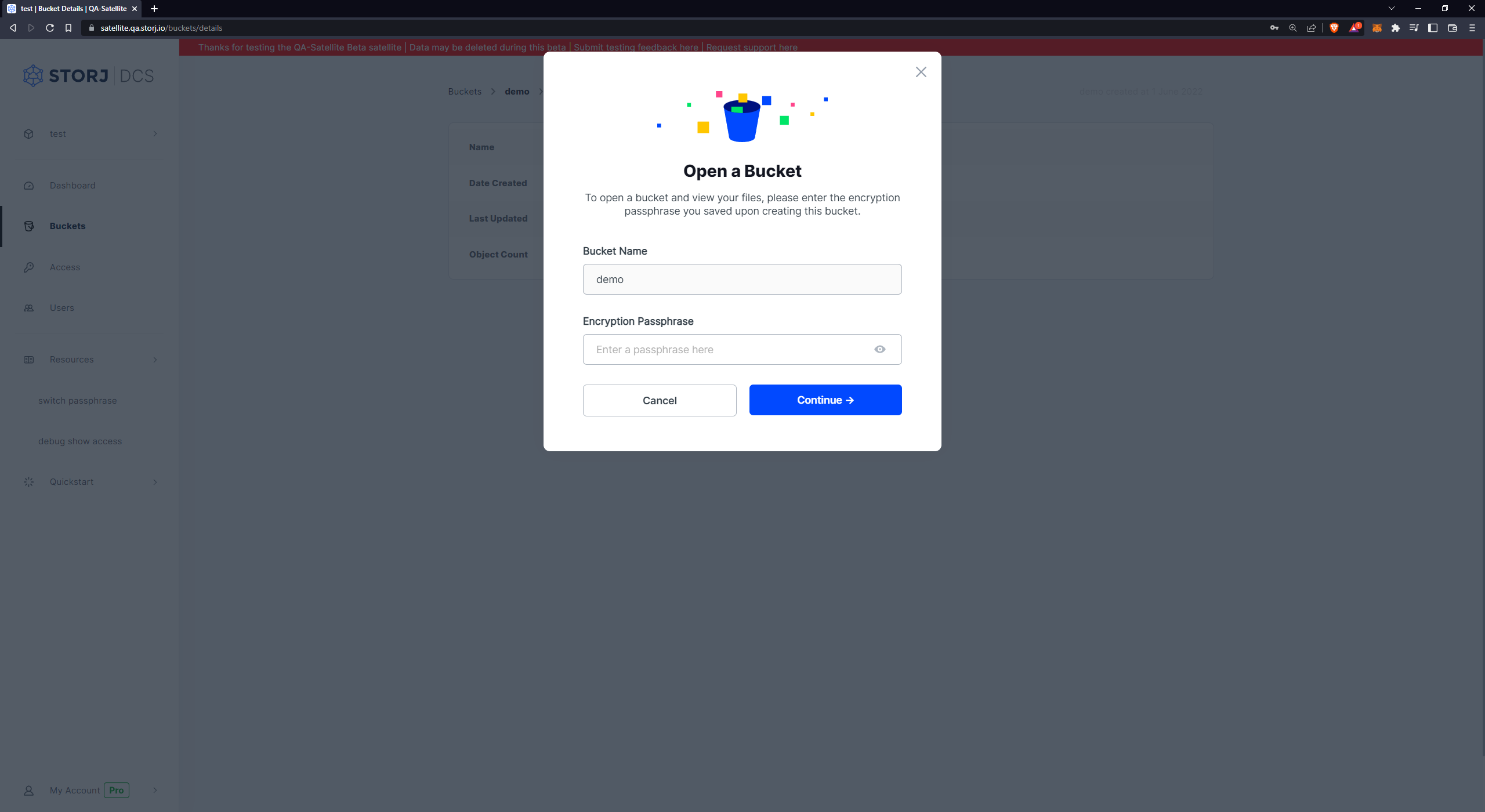 New Project Dashboard is missing a server side encryption warning for bucket quick access ...