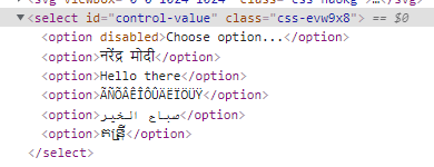 "Select" control does not support string with extra spaces as an option ...