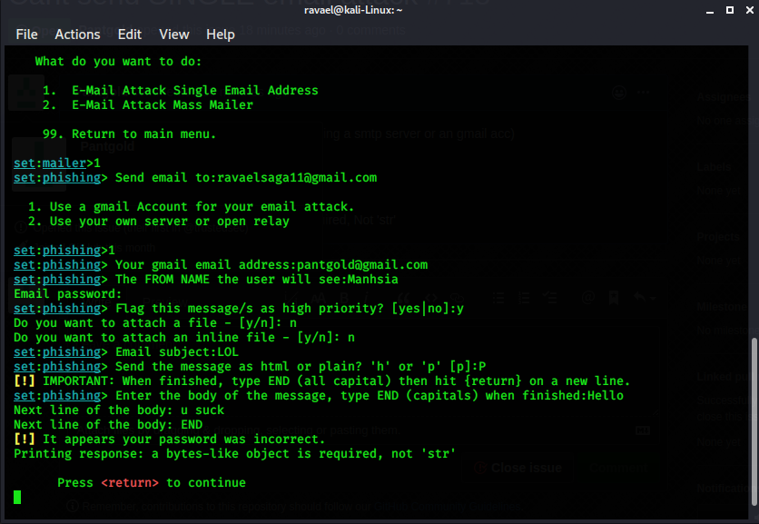 Cant send SINGLE email attack · Issue #718 · trustedsec/social-engineer-toolkit · GitHub