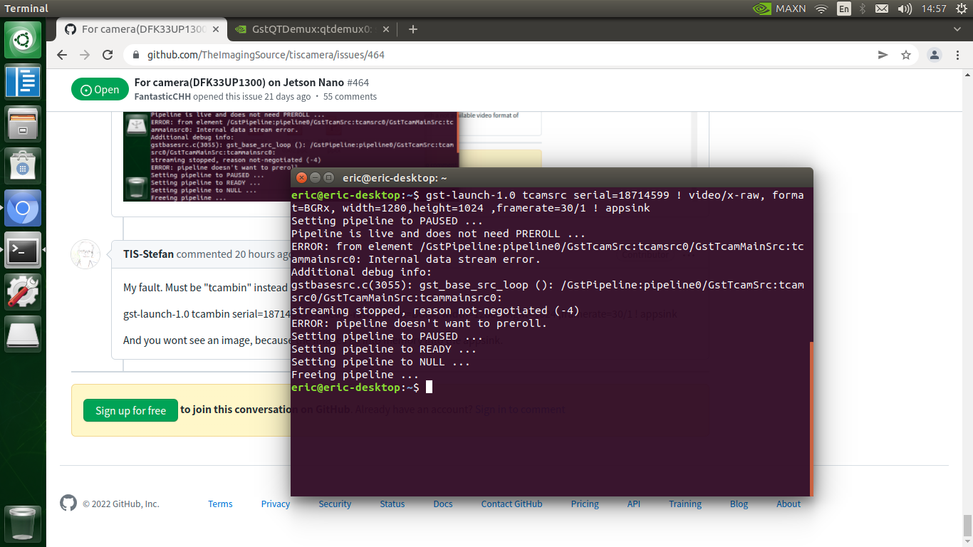 For camera(DFK33UP1300) on Jetson Nano · Issue #464 · TheImagingSource/tiscamera · GitHub