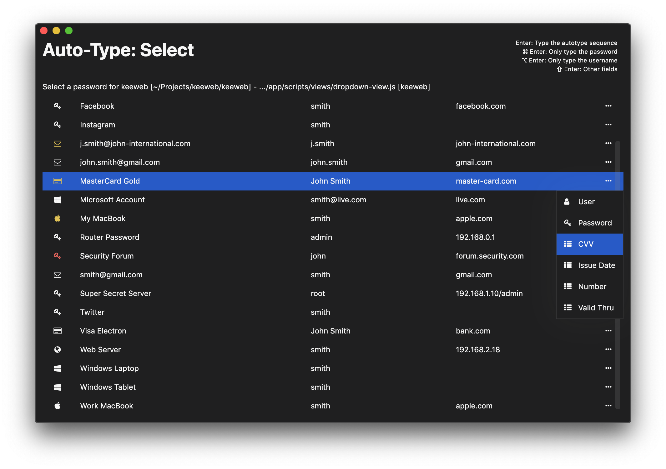 Dynamic AutoType for any field · Issue #1243 · keeweb/keeweb · GitHub