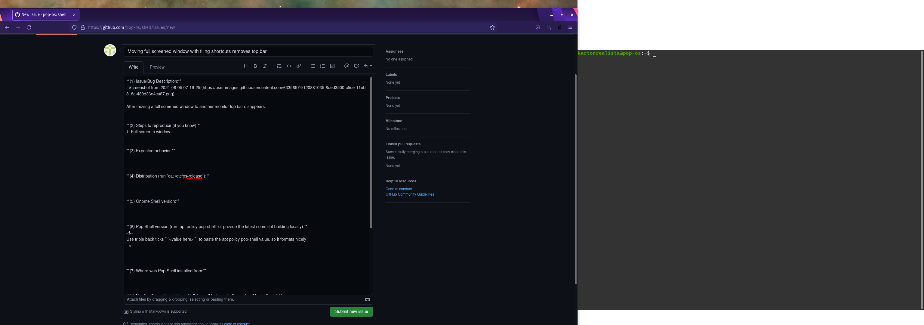 Moving full screened window with tiling shortcuts removes "Activities" bar · Issue #992 · pop-os ...