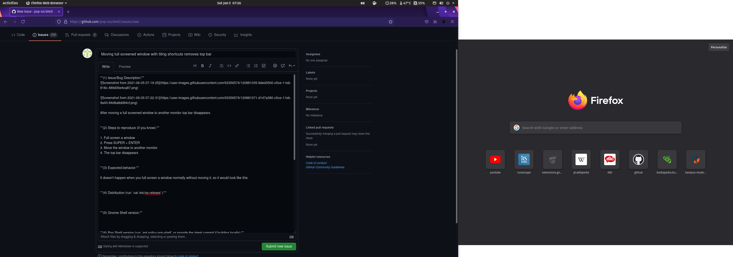 Moving full screened window with tiling shortcuts removes "Activities" bar · Issue #992 · pop-os ...