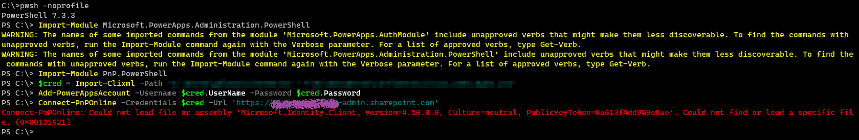 Bug Pnppowershell Module Doesnt Work At The Same Time With Other Modules Using Microsoft