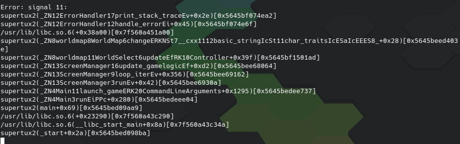 Segmentation fault when carrying world select menu to titlescreen ...