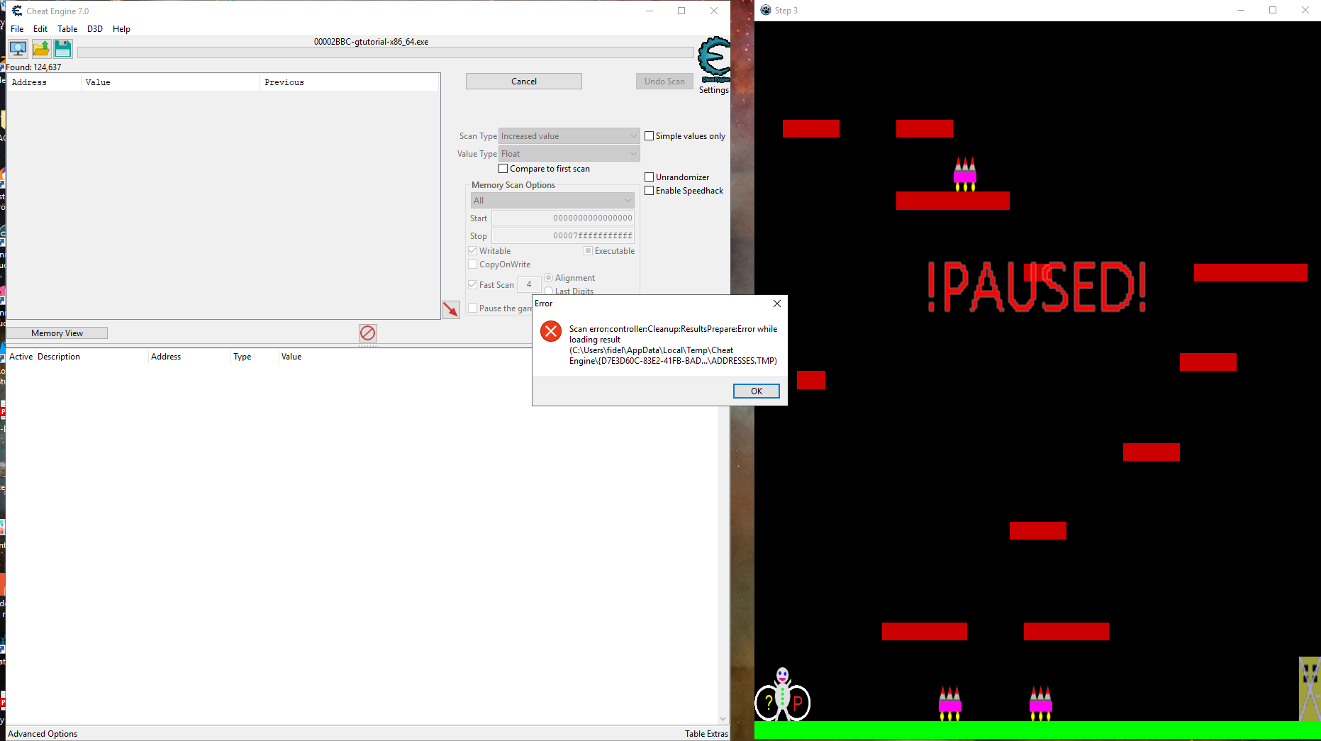 Error While Searching For Addresses · Issue 1193 · Cheat Enginecheat Engine · Github 7814