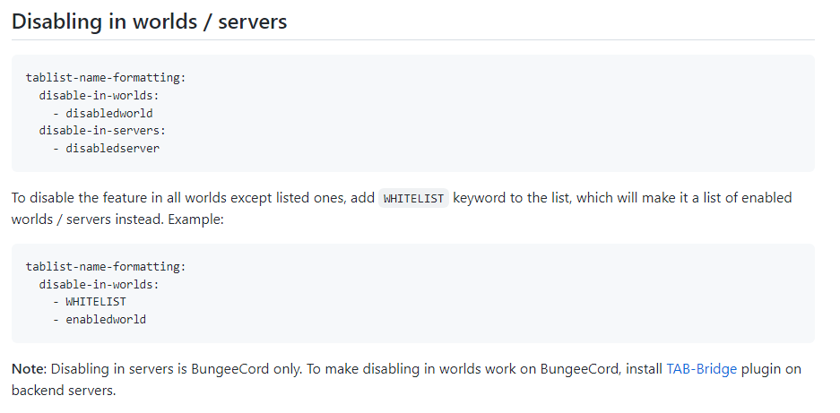Enhancement: whitelist servers / * operator · Issue #594 · NEZNAMY/TAB · GitHub