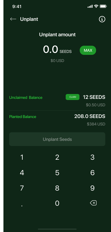 Unplant: Claim Seeds · Issue #1206 · JoinSEEDS/seeds_light_wallet · GitHub