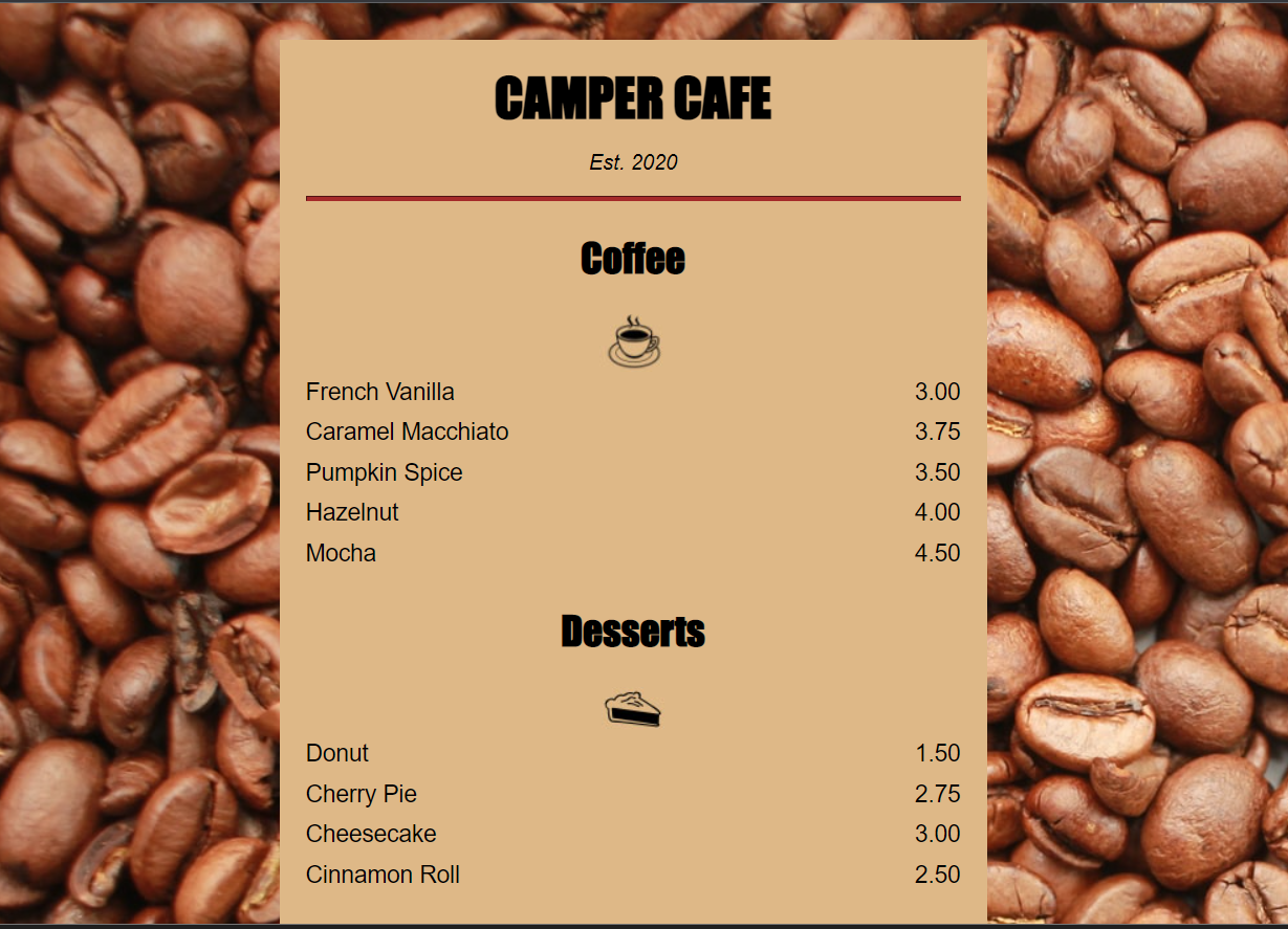 GitHub - makaylacodes/coffee-shop-menu: Learned basic HTML and CSS by ...