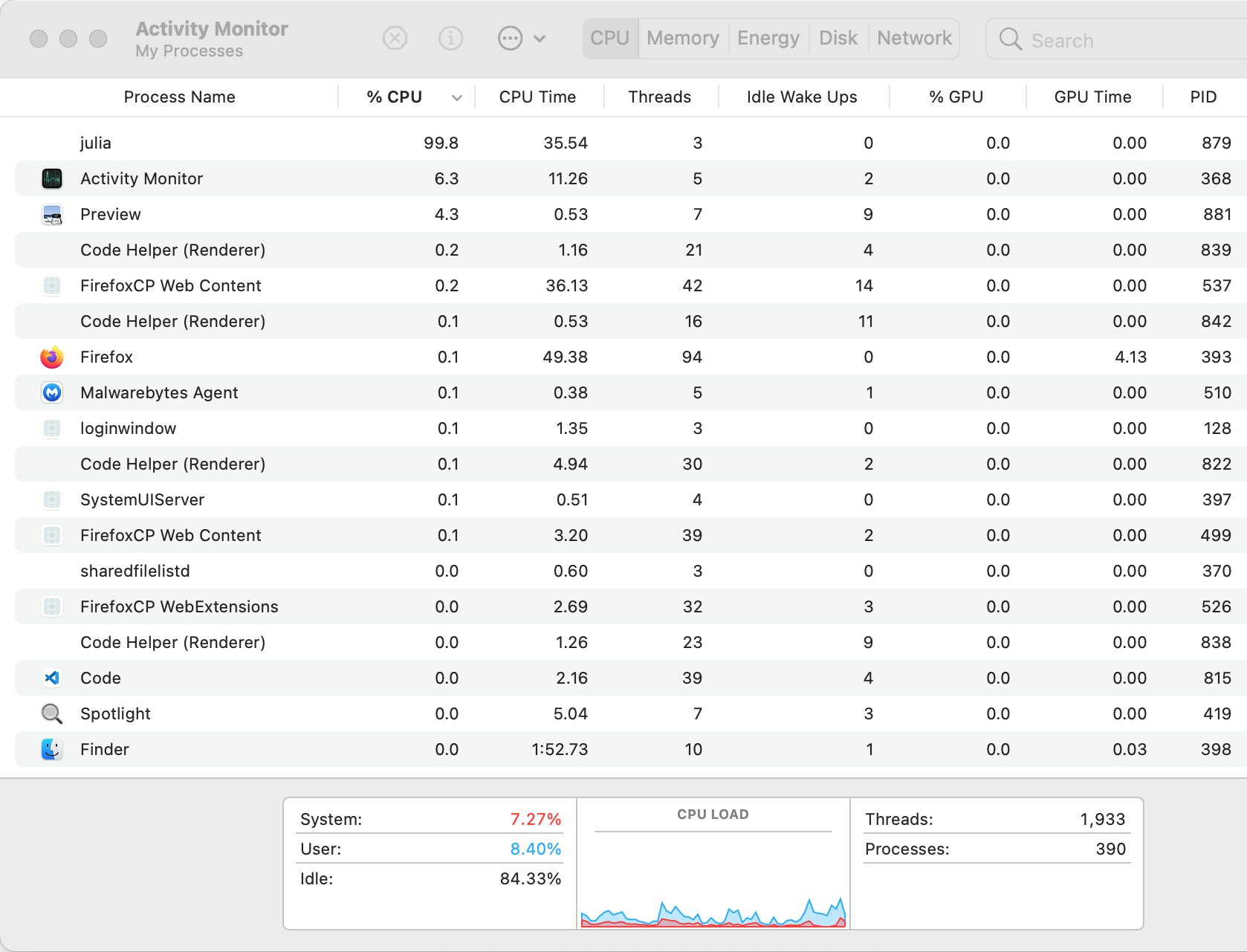 VSCode opens a background Julia process that's constantly using 100% CPU for days · Issue #1093 ...