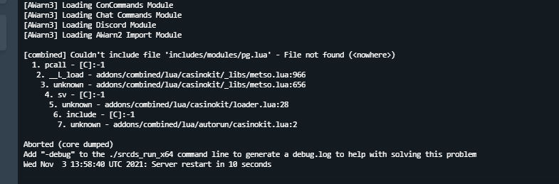 Linux server crash when require invalid library · Issue #5091 · Facepunch/garrysmod-issues · GitHub