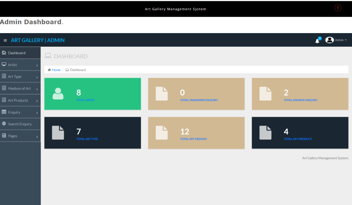 GitHub - Vivek11-09/Art-Gallery-Management-System: The Art Gallery ...