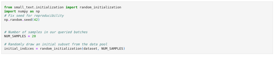 Active learning example requires that the initial sample size and query size match exactly ...