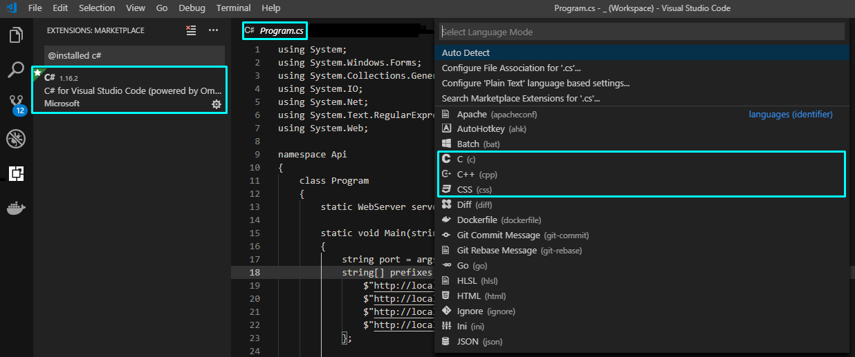 C# Not Listed in Language Selection After Installing C# Extension · Issue #2549 · dotnet/vscode ...