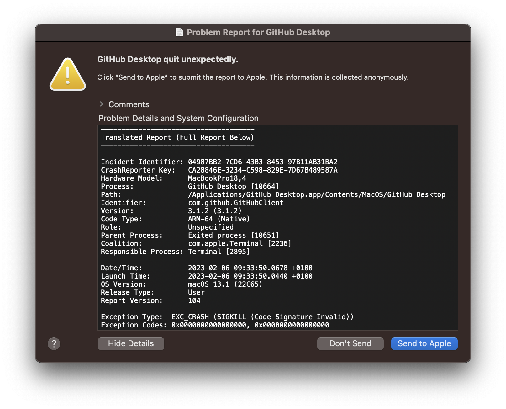 Crashes at launch on macOS · Issue #16052 · desktop/desktop · GitHub