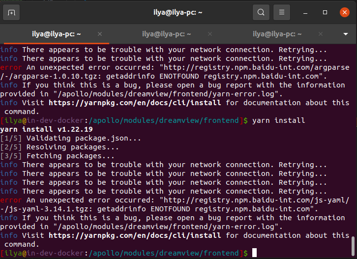 Problems with re-compiling of the dreamview frontend · Issue #15081 · ApolloAuto/apollo · GitHub