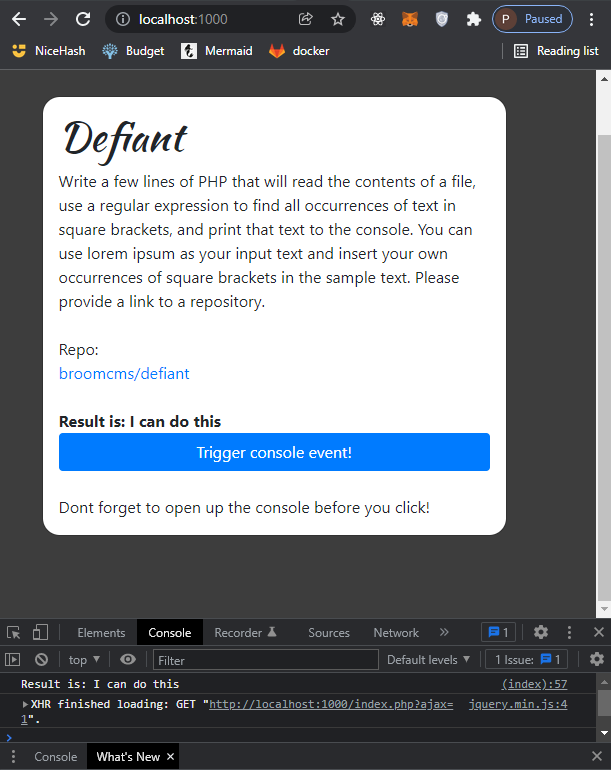 GitHub - broomcms/defiant: Write a few lines of PHP that will read the contents of a file, use a ...