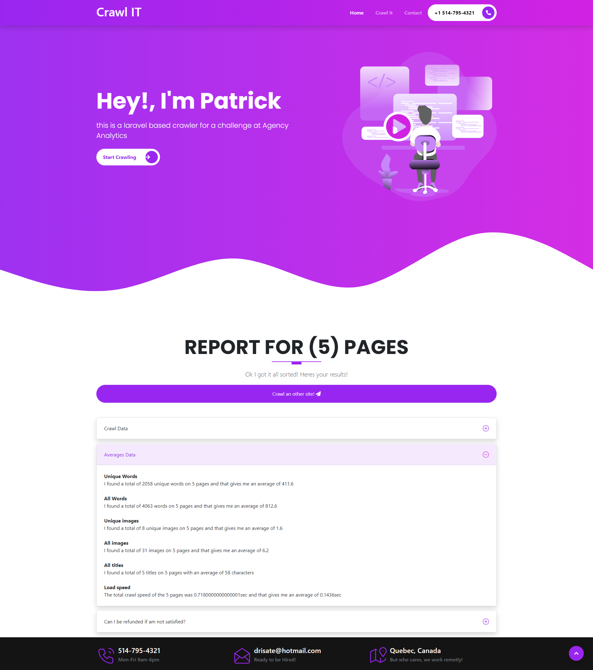 GitHub - broomcms/crawlit_challenge: Using PHP, build a web crawler to display information about ...