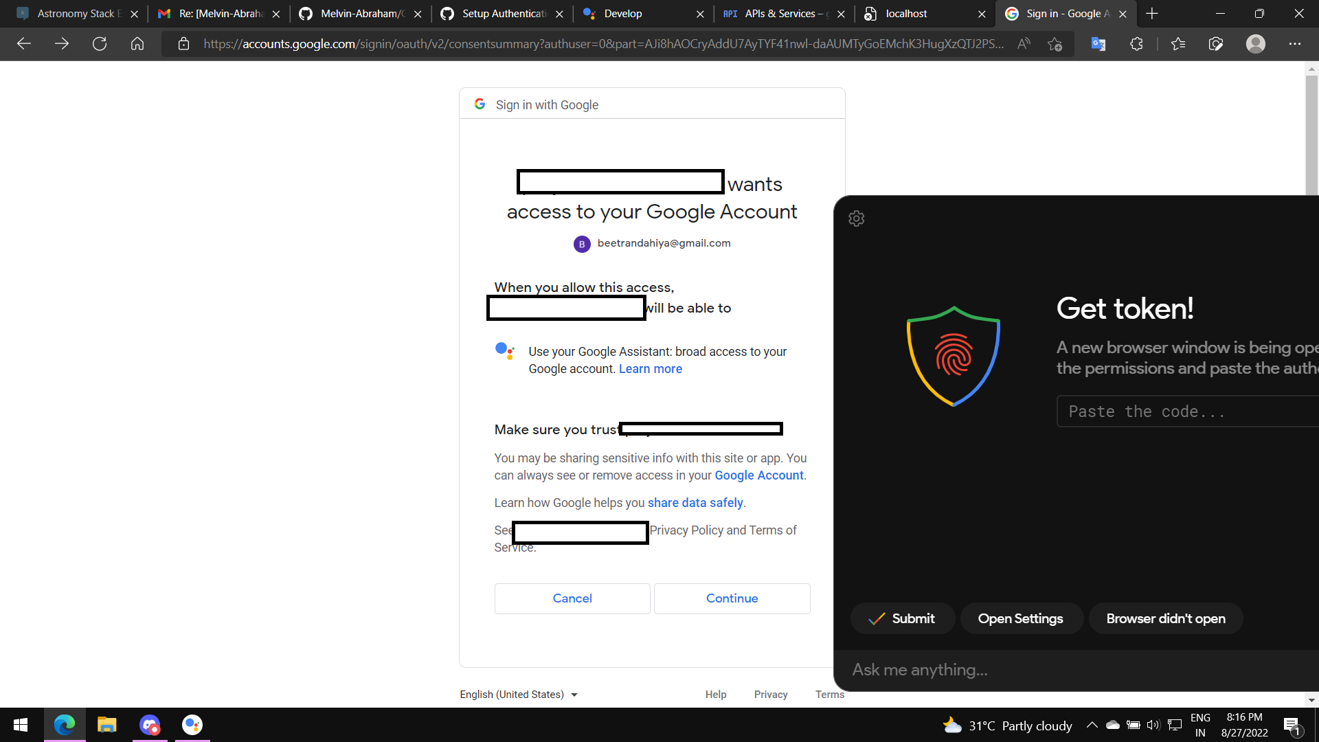 Failed to get Tokens · Issue #212 · Melvin-Abraham/Google-Assistant ...