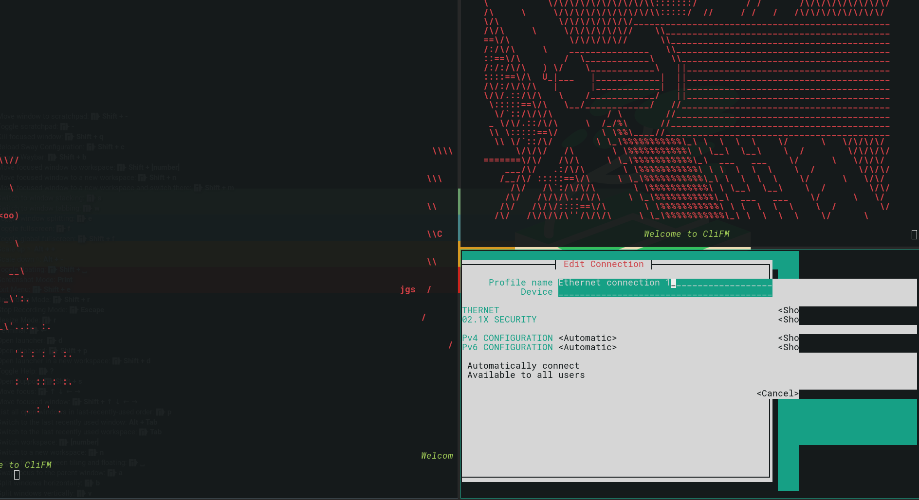 🐛 nmtui window from waybar doesn't scale · Issue #489 · manjaro-sway/manjaro-sway · GitHub