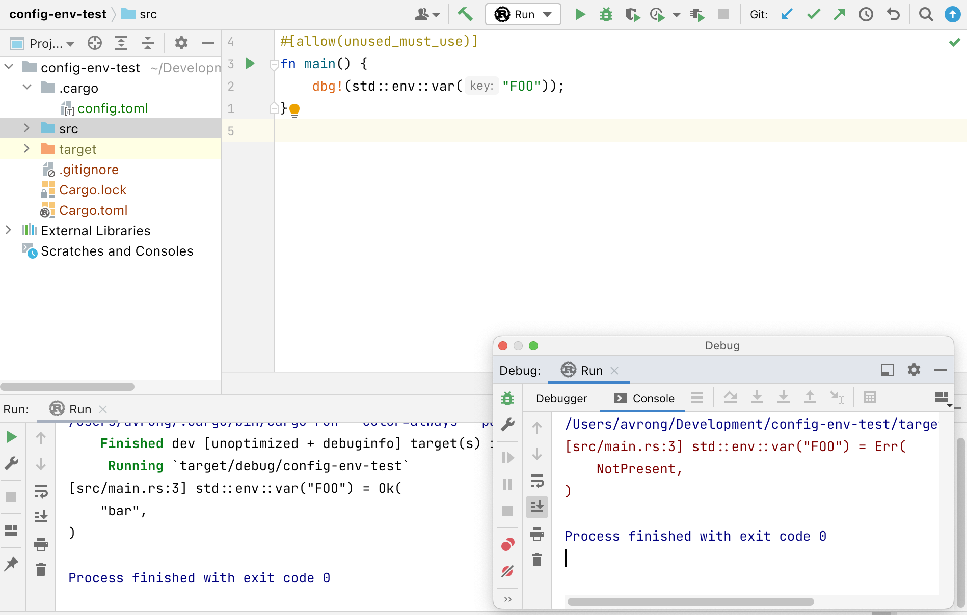 Debug doesn't respect environment variables set in `.cargo/config.toml` · Issue #8039 · intellij ...