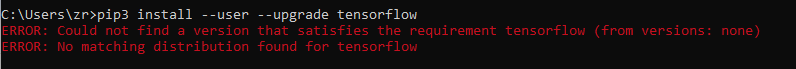 ERROR: No matching distribution found for tensorflow · Issue #44245 · tensorflow/tensorflow · GitHub