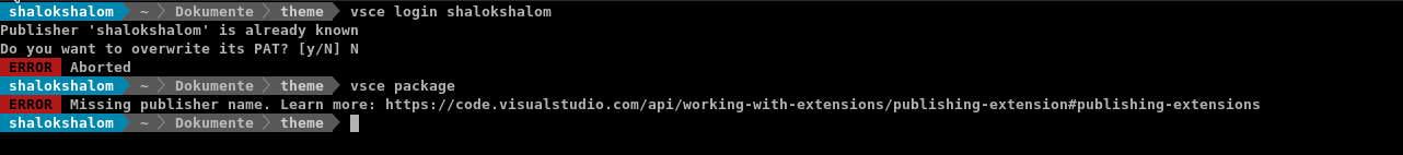 "missing publisher name" despite being registered · Issue #551 · microsoft/vscode-vsce · GitHub
