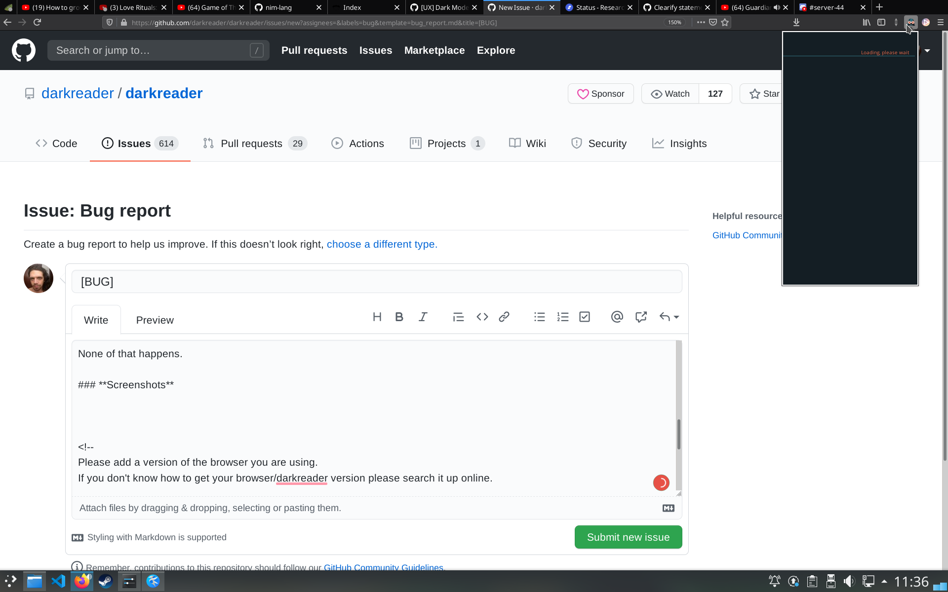 [BUG] DarkReader does not work on any page and widget fails to load. · Issue #3054 · darkreader ...