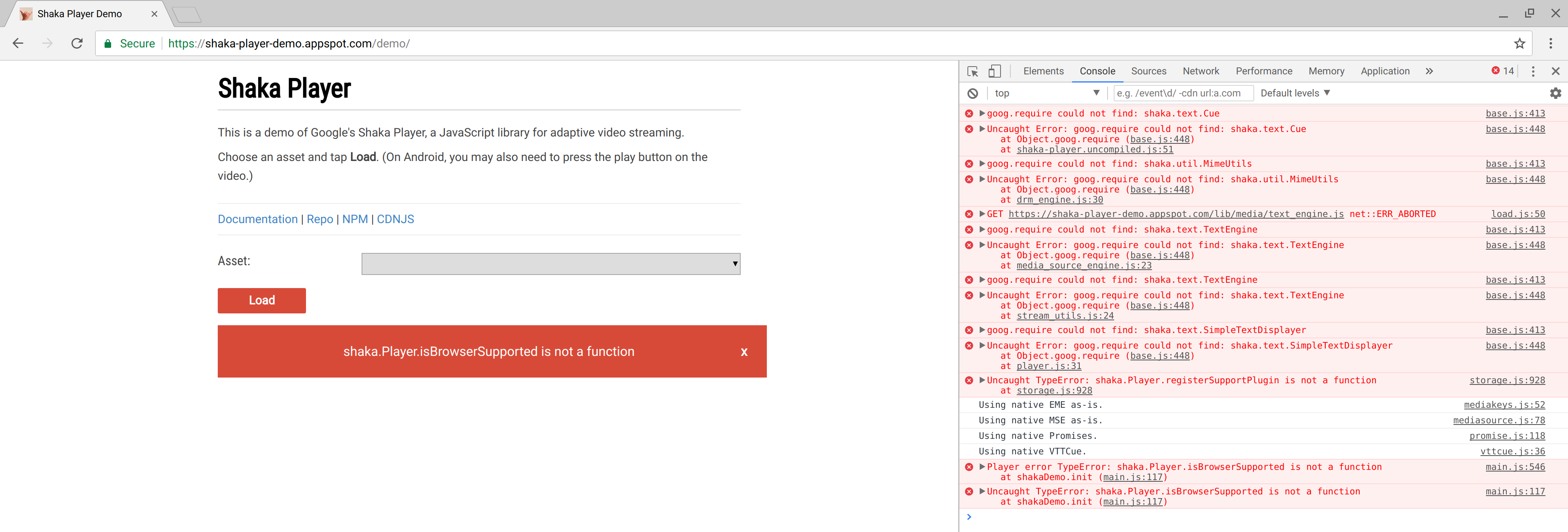 Demo shaka Player isBrowserSupported Is Not A Function Error Issue Demo shaka Player isBrowserSupported Is Not A Function Error Issue