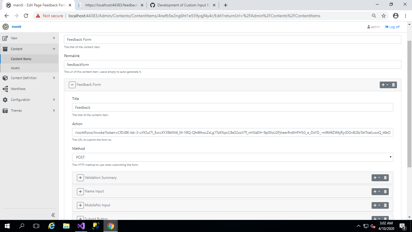 Development of Custom Input Forms · Issue #5889 · OrchardCMS/OrchardCore · GitHub