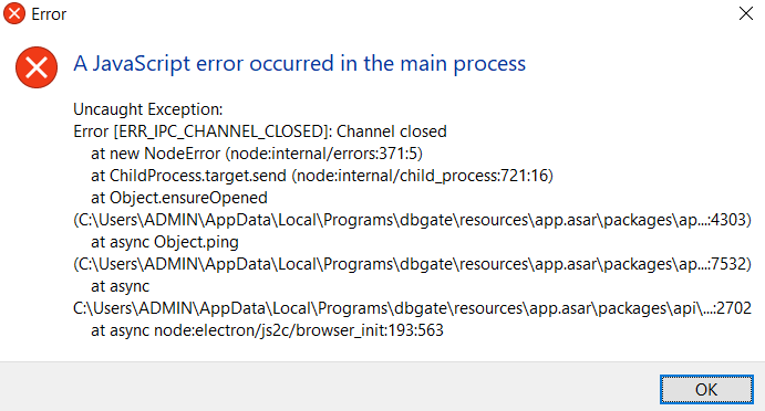 Db Gate Crash · Issue 542 · Dbgate Dbgate · Github