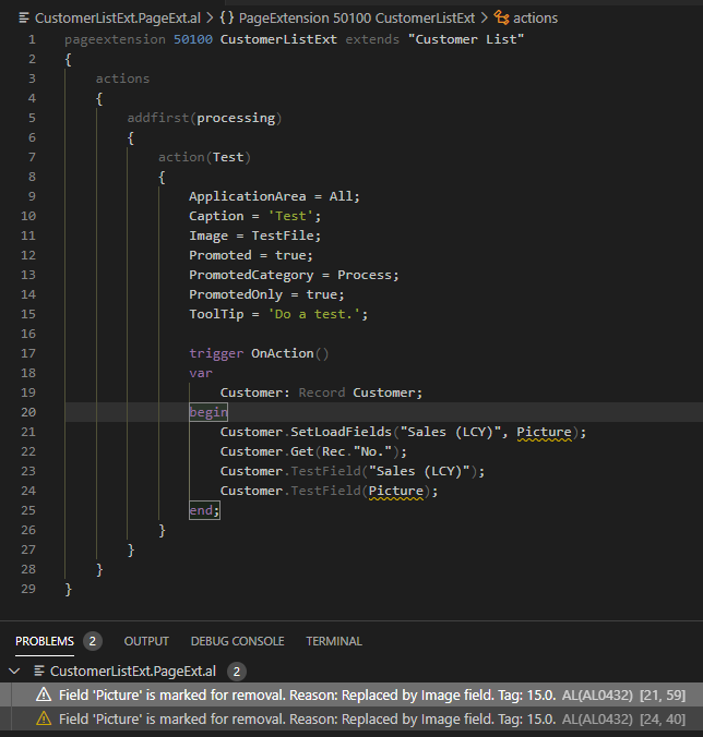 no compile/runtime warning if SetLoadFields()/AddLoadFields() are ...