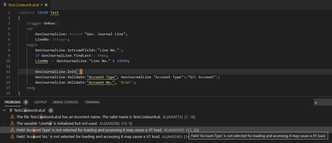 AA0242 is warning about fields that are being assigned to / validated ...