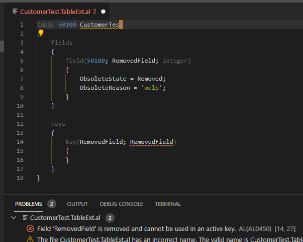 no error AL0450 if table extension still uses field with ObsoleteState ...