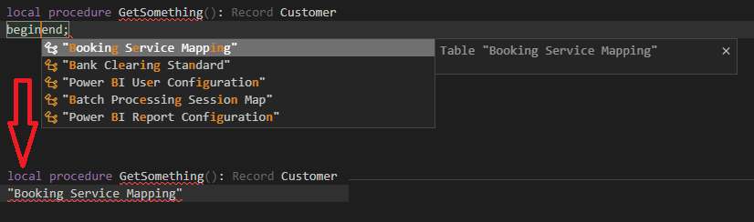 broken Intellisense/auto-complete for `begin`/`end` of a procedure returning a record type ...