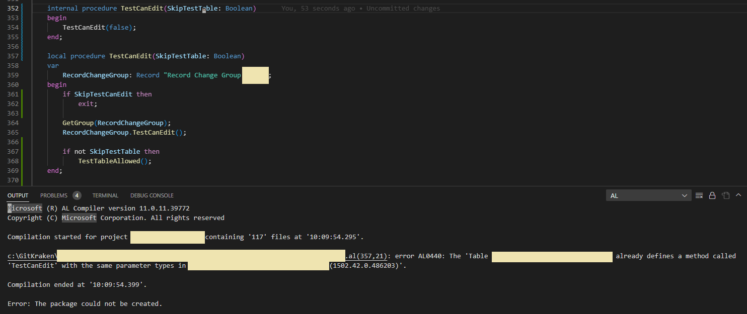 No error in Problems, only on Publish, if app "already defines a method called 'ProcNm' with the ...