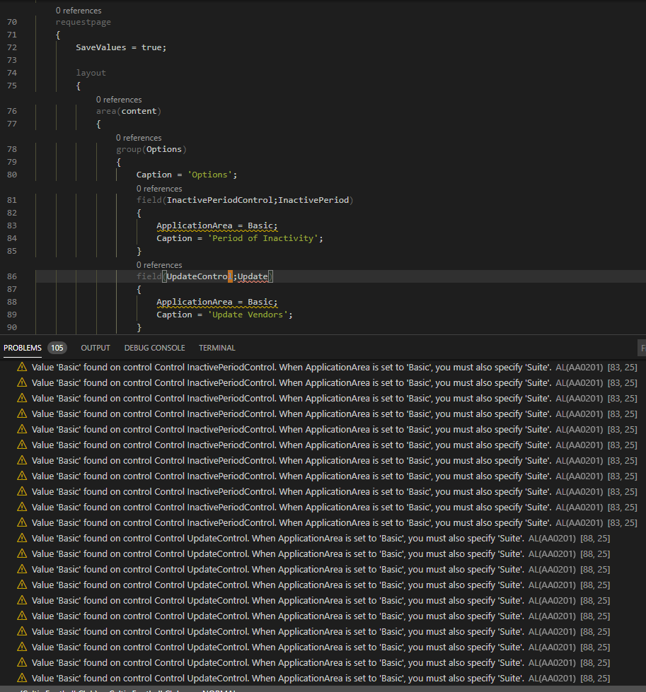 Applicationarea Warning Aa0201 Is Spuriously Reported Multiple Times Per Affected Fieldcontrol 
