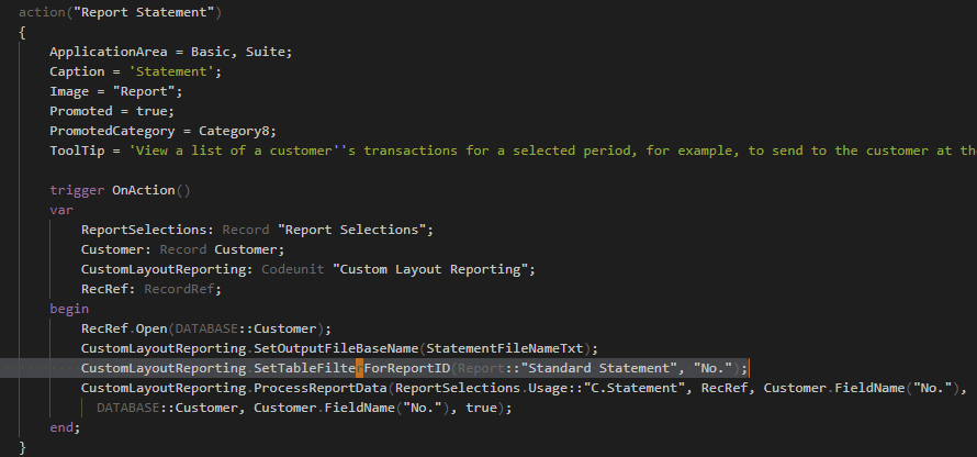 codeunit 8800 "Custom Layout Reporting" - SetTableFilterForReportID() - does not honour report ...