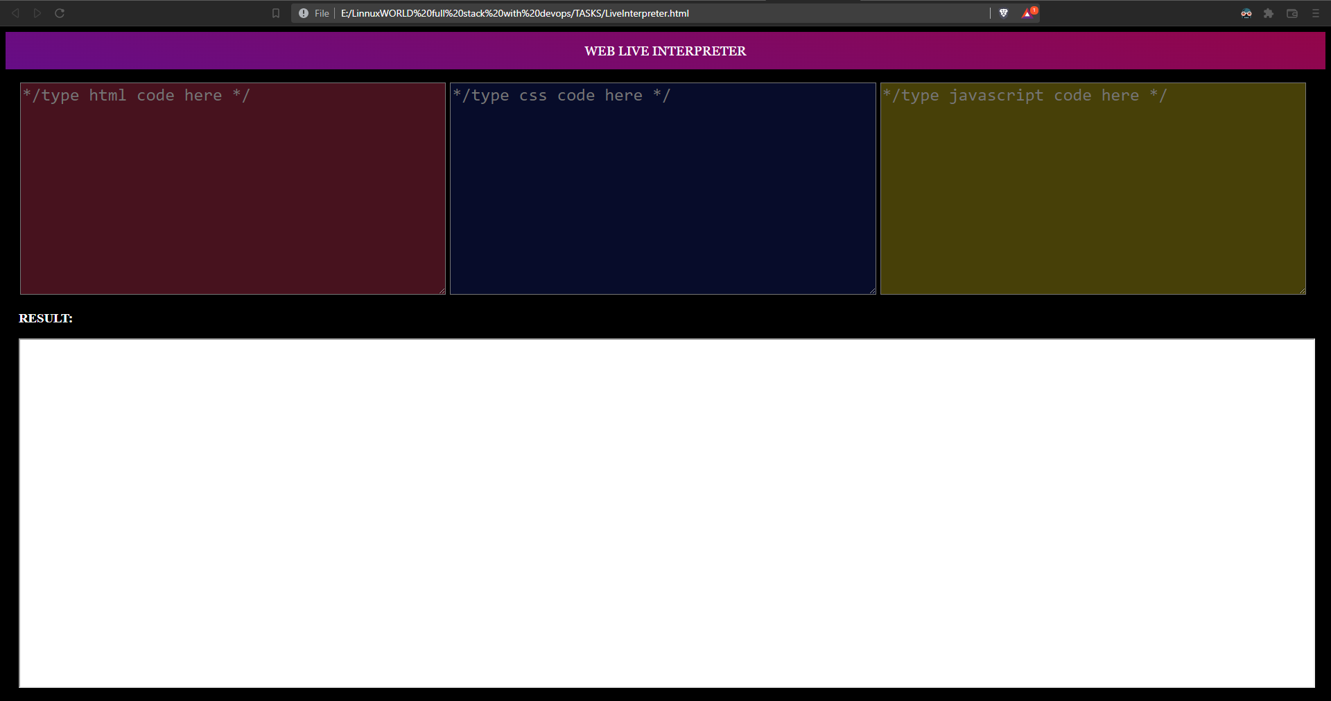 GitHub - sushmita24680/LiveInterpreter.github.io: html , css and javascript can be previewed in ...
