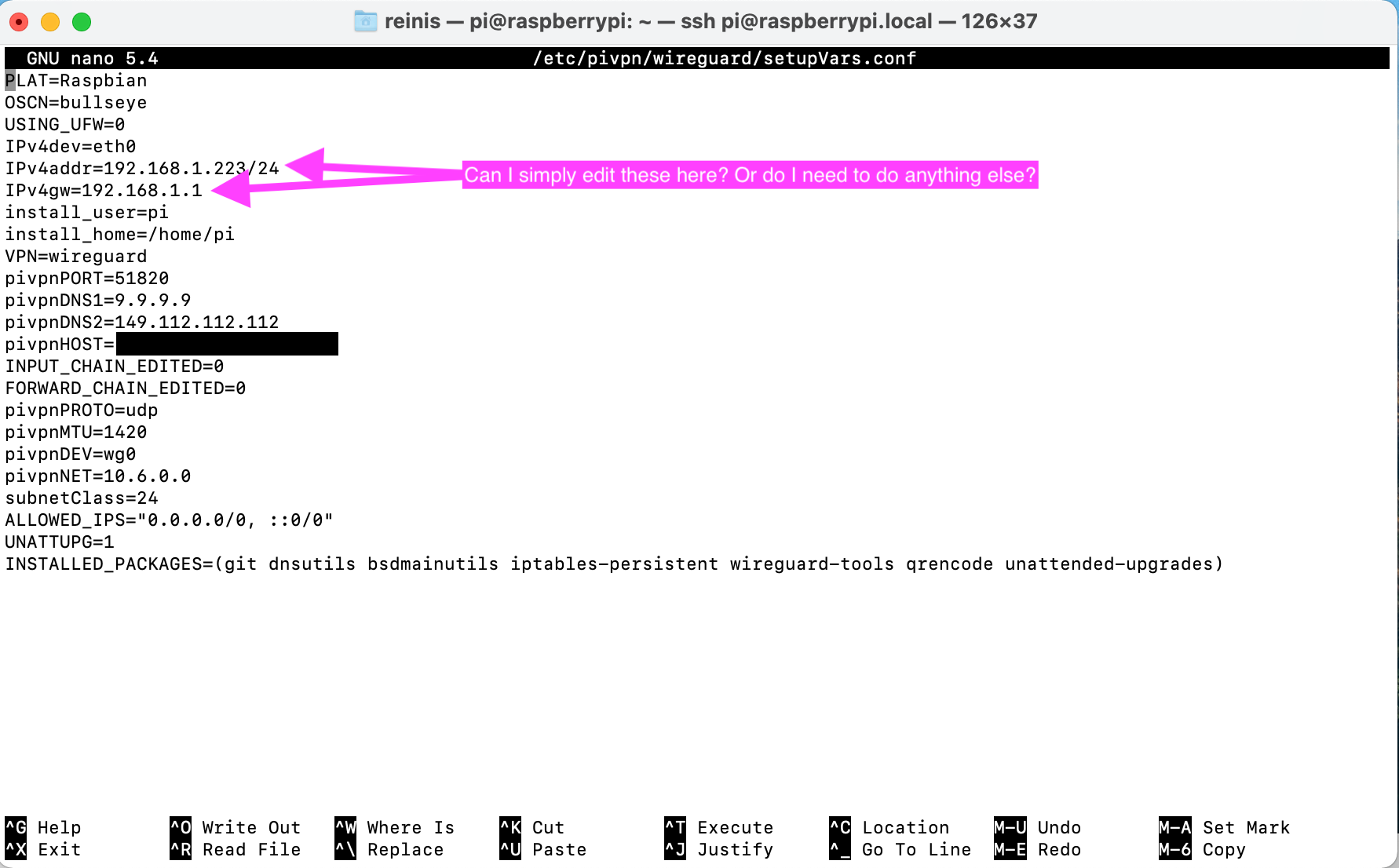 [Support] Instructions for properly changing IPv4addr and IPv4gw · Issue #1430 · pivpn/pivpn ...