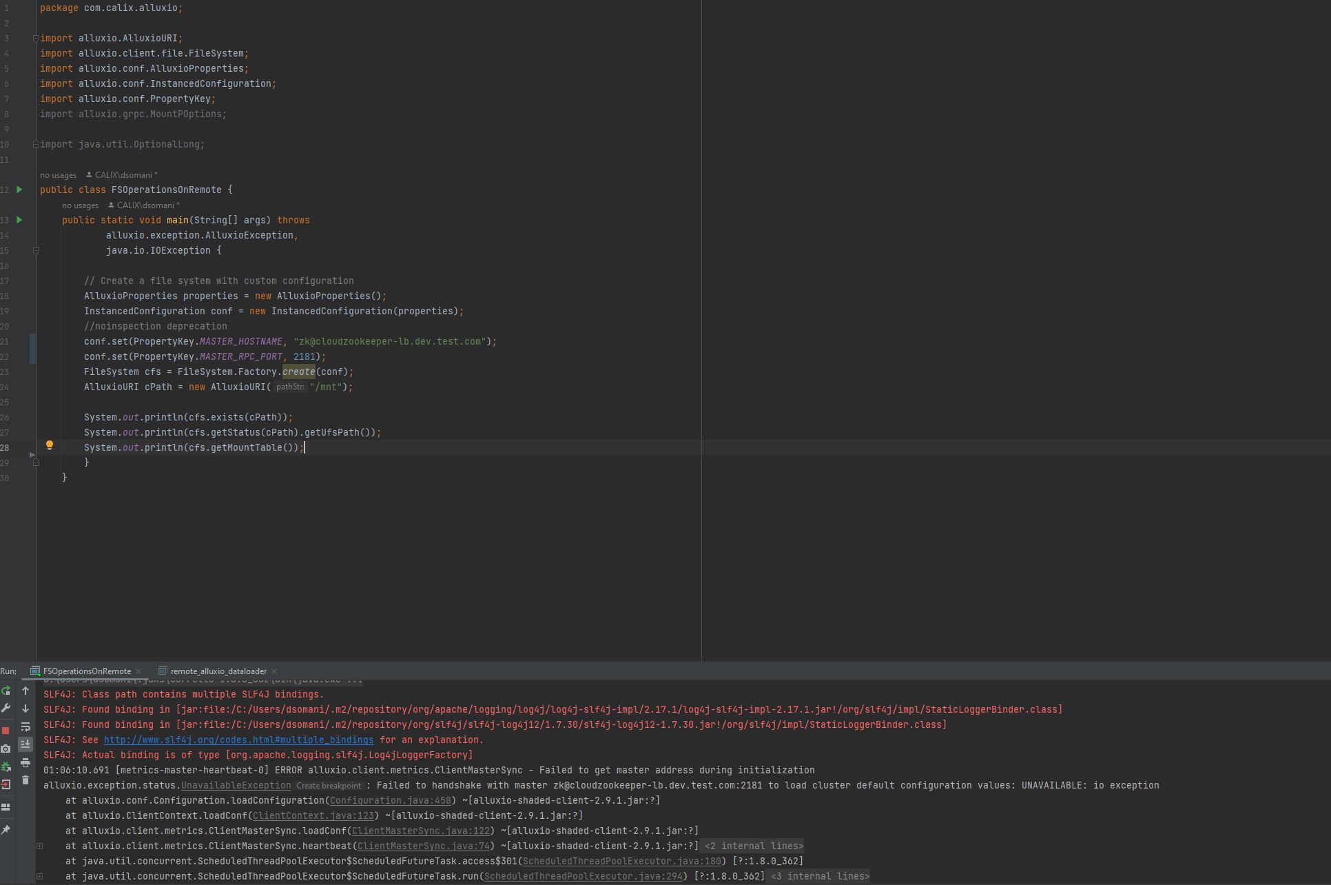 External Zookeeper address configured for leader elections not working using Alluxio URI java ...