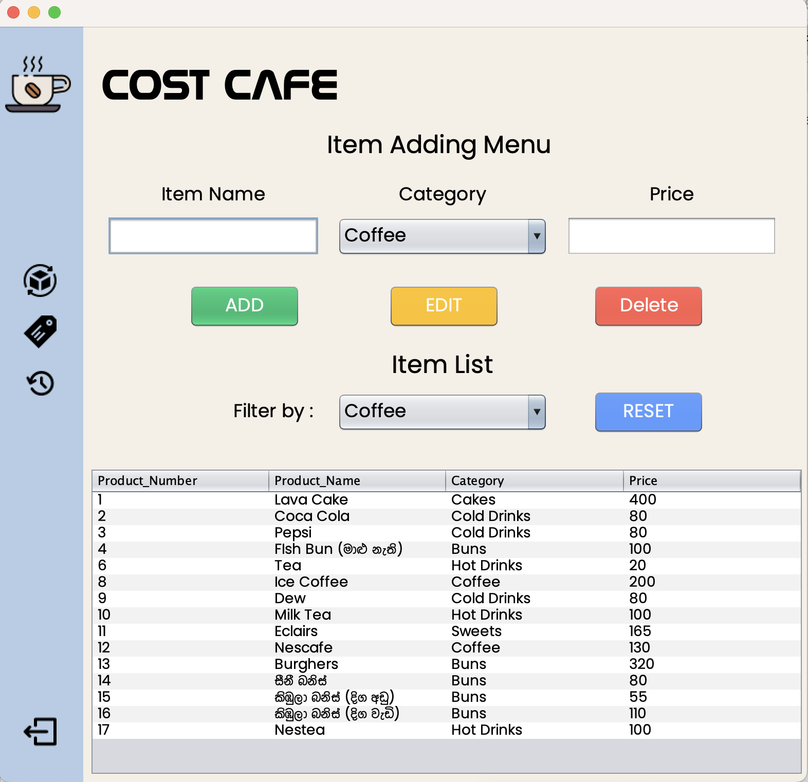 GitHub - DeegayuA/COST-CAFE: Java project done for 2nd year 1st sem.