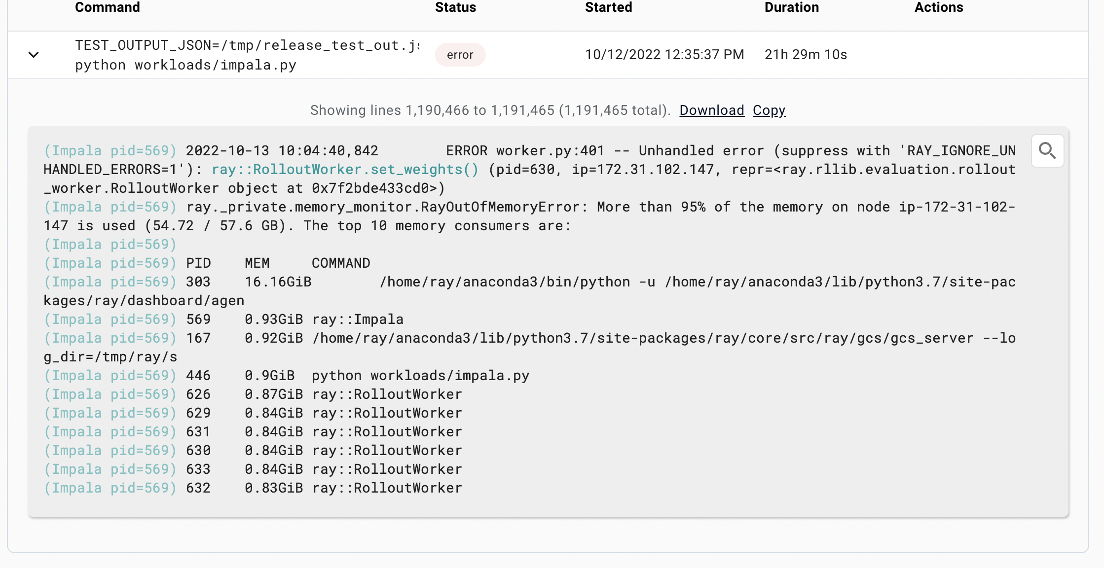 [release][CI] long_running_impala failed · Issue #29319 · ray-project/ray · GitHub