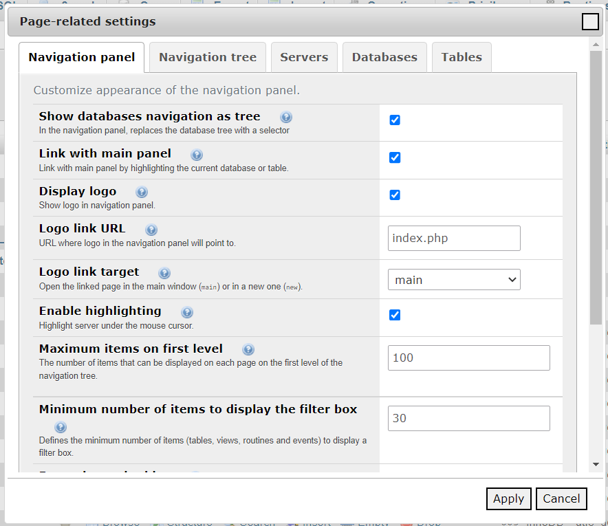 Page-related settings modal: Close button missing "X" · Issue #17685 · phpmyadmin/phpmyadmin ...